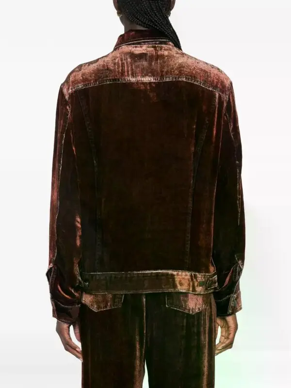 PIERRE-LOUIS MASCIA Kandox Velvet-effect Buttoned Oversized Jacket - Brown