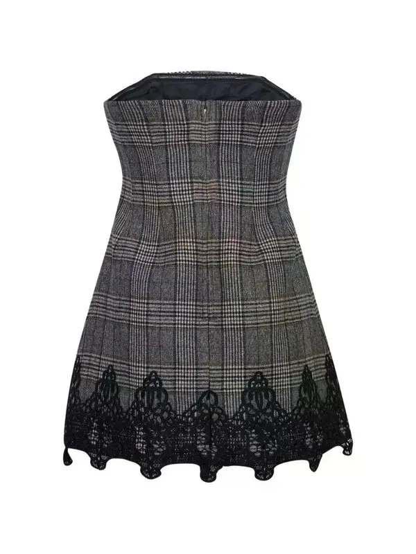 Cara Cara Ina Lace-trim Plaid Mini Dress