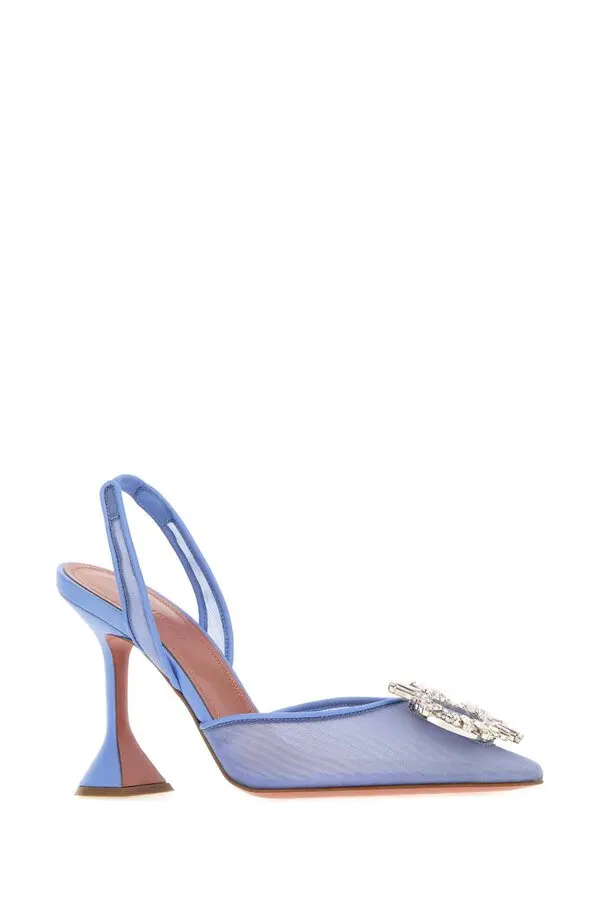 Amina Muaddi Cerulean Mesh Begum Pumps - Blue