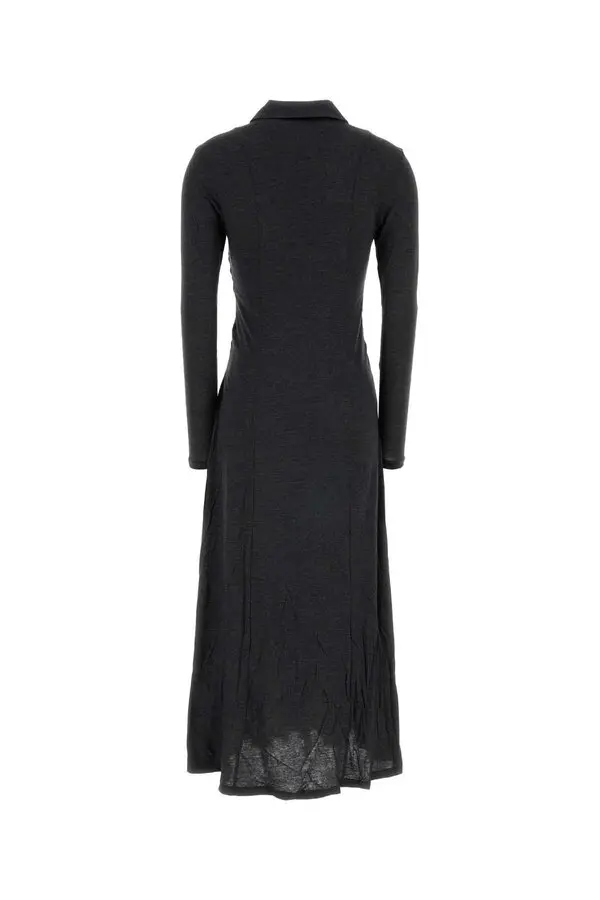 GANNI Dark Grey Jersey Shirt Dress - Gray