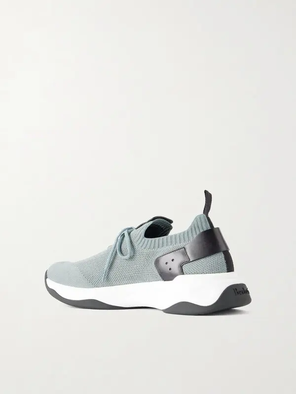 Berluti Shadow Leather-trimmed Stretch-knit Sneakers