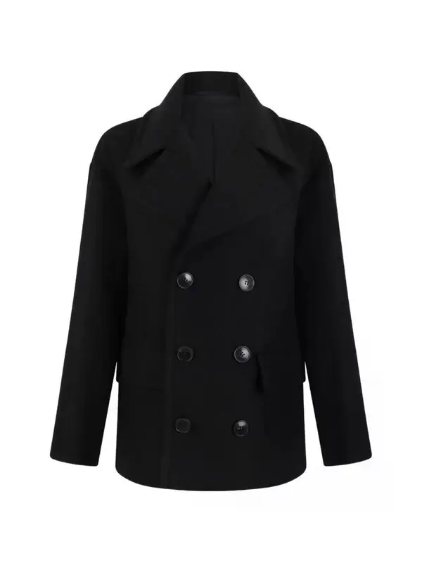 DOUUOD Double-breasted Coat - Black
