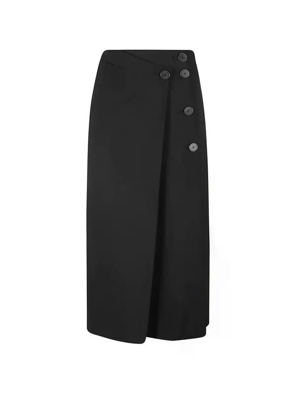 IRO PARIS Button-embellished Wrap Midi Skirt - Black