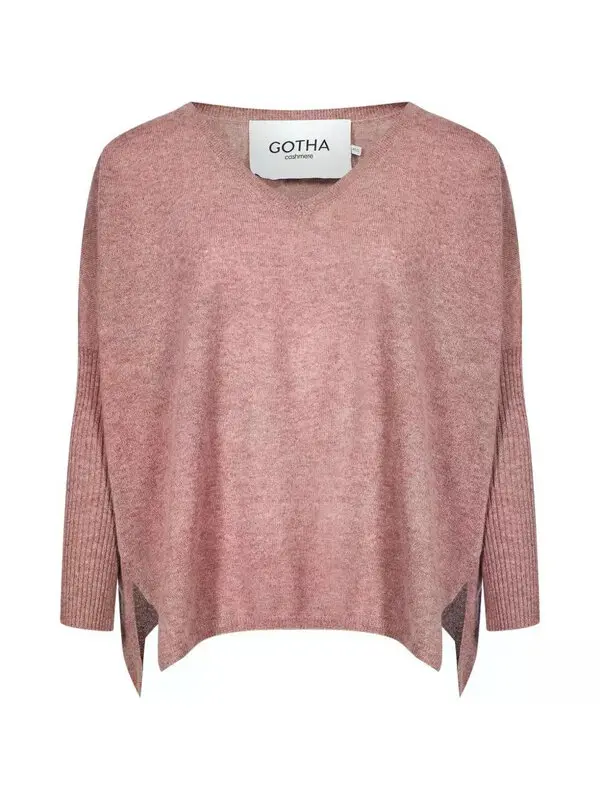 GOTHA Faustine Ribbed-knit V-neck Sweater