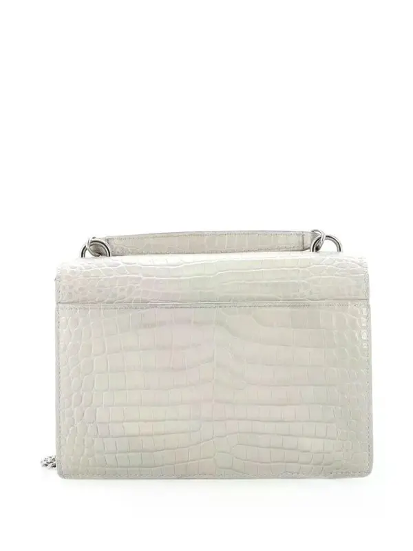 Saint Laurent Sunset Top Handle Chain Wallet Crocodile Embossed Leather Crossbody Bag