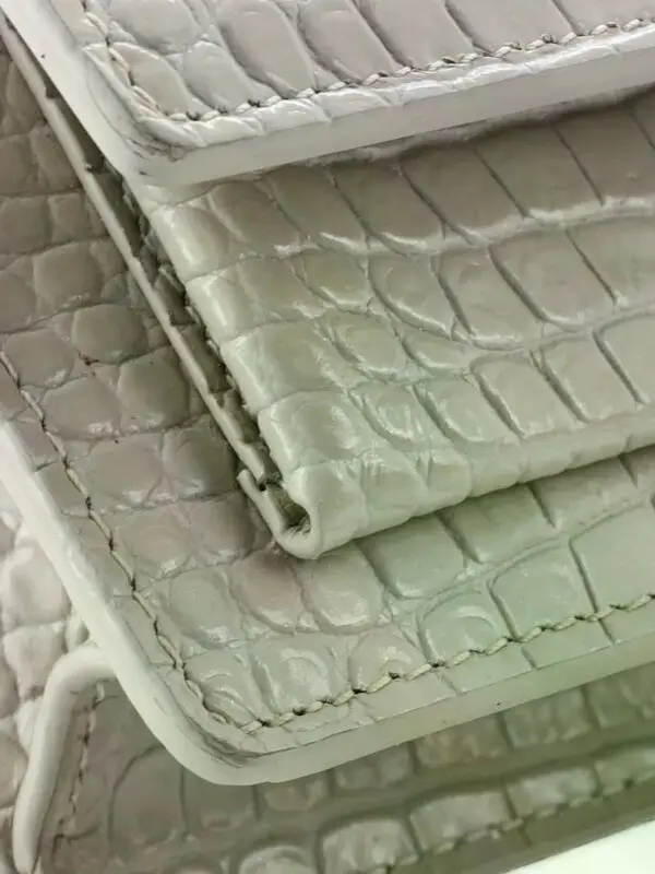 Saint Laurent Sunset Top Handle Chain Wallet Crocodile Embossed Leather Crossbody Bag