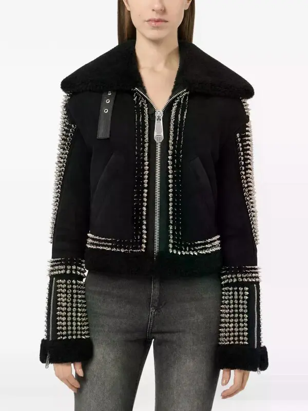 Philipp Plein Stud-embellished Cropped Jacket