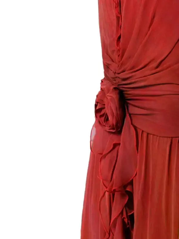 Blumarine Ruffled Rosette-detail Maxi Dress - Red
