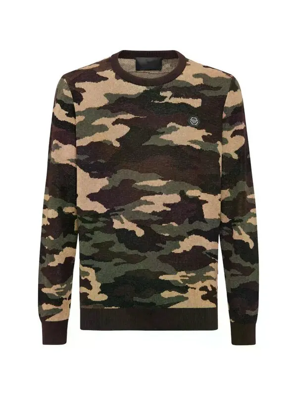 Philipp Plein Camouflage-print Merino Wool Sweater