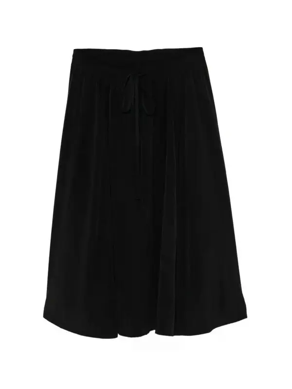 Yohji Yamamoto Crepe De Chine Gathered Flare Skirt - Black