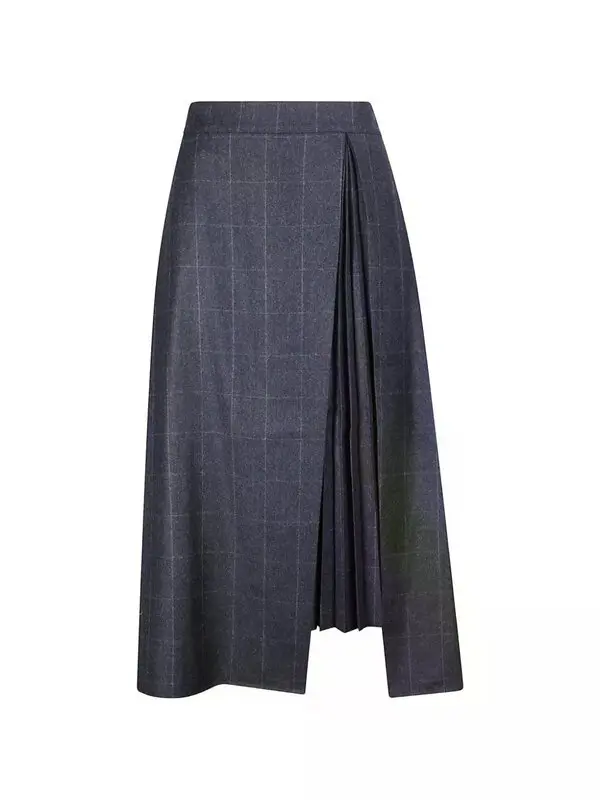 Sibel Saral Windowpane Pleated Maxi Skirt