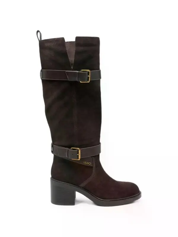 Liu Jo Buckle-detail Suede-finish Boots - Brown