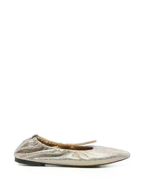 Stella McCartney Chain-detail Crackled-effect Ballet Flats