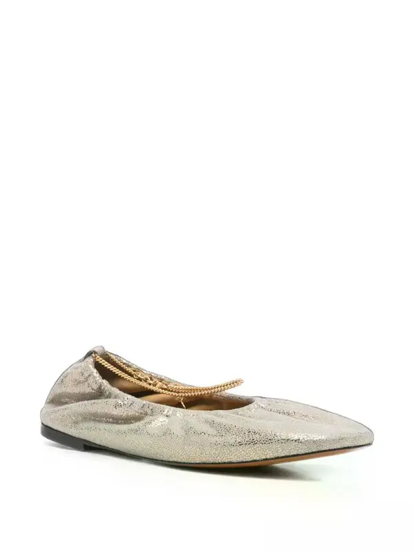 Stella McCartney Chain-detail Crackled-effect Ballet Flats