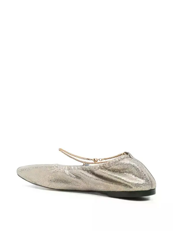 Stella McCartney Chain-detail Crackled-effect Ballet Flats