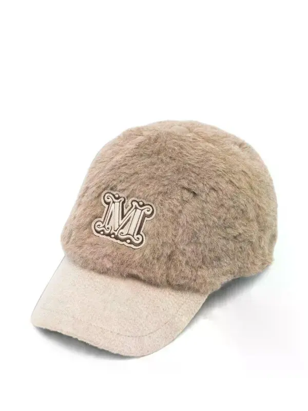 Max Mara Logo-patch Faux-fur Cap - Brown
