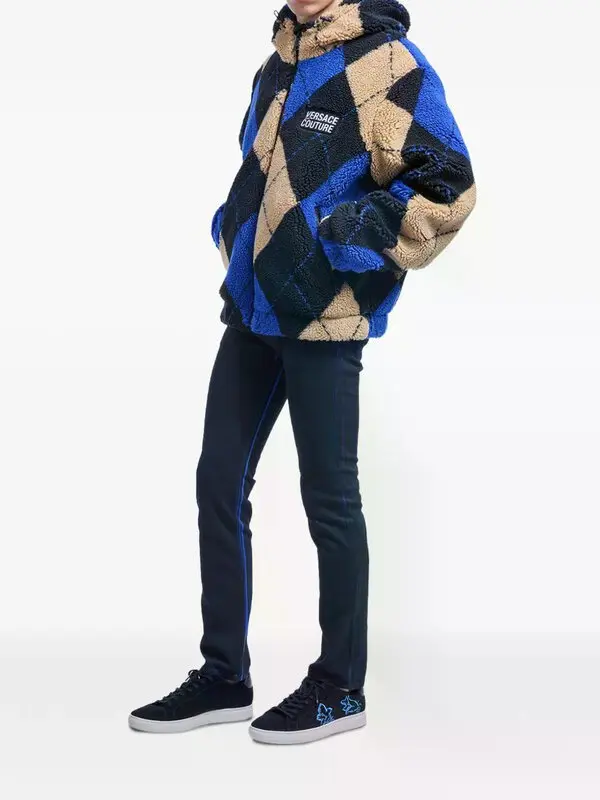 Versace Argyle Hooded Jacket - Blue