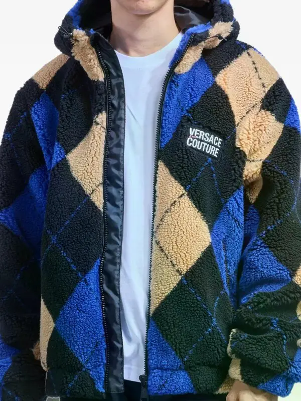 Versace Argyle Hooded Jacket - Blue