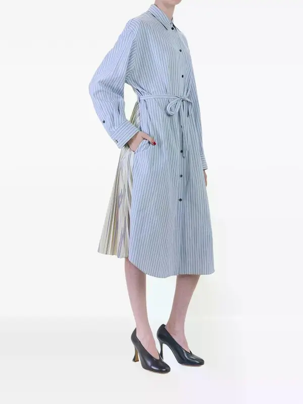 Paul Smith Pleated Striped Shirt Midi Dress
