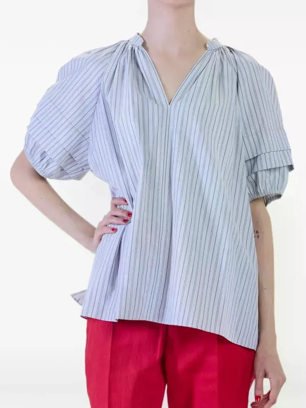 Paul Smith Striped Ruffle-sleeve Blouse