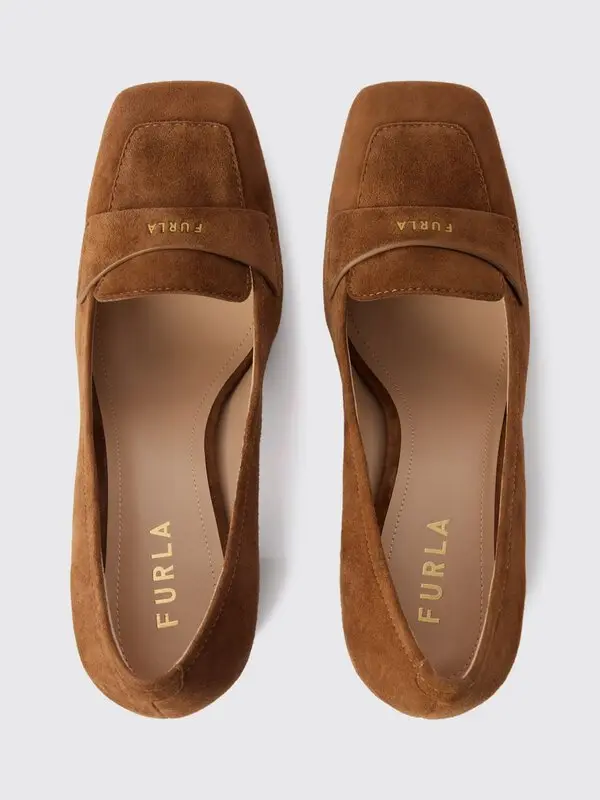 Furla Suede Pumps With A High Block Heel And Squared Toe