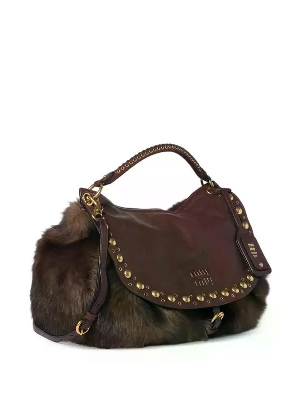 Miu Miu Rendez-vous Shearling And Nappa Leather Bag With Studs