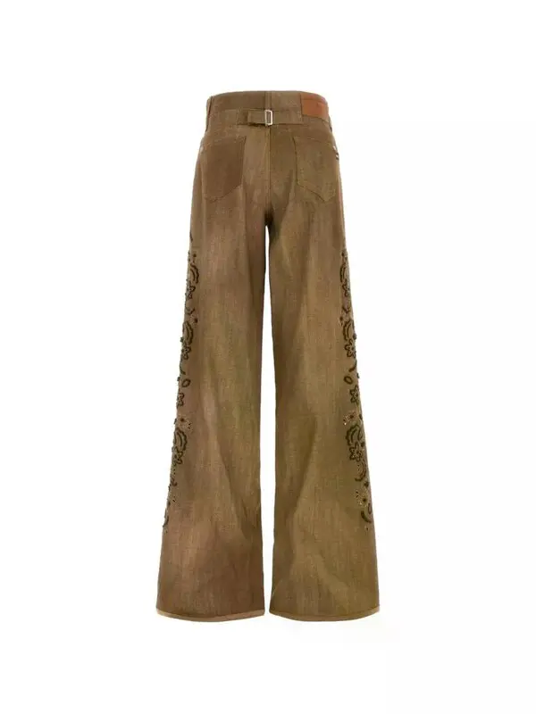 Ermanno Scervino Floral-embroidered Wide-leg Trousers