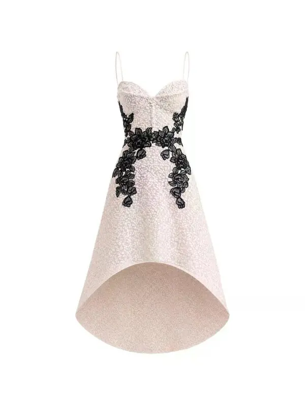 GEMY MAALOUF Floral-lace High-low Dress - Neutrals