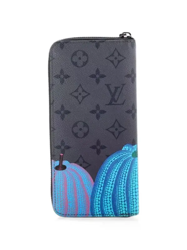 LOUIS VUITTON Zippy Wallet Yayoi Kusama Pumpkins Reverse Monogram Eclipse Canvas Vertical Small Wallets
