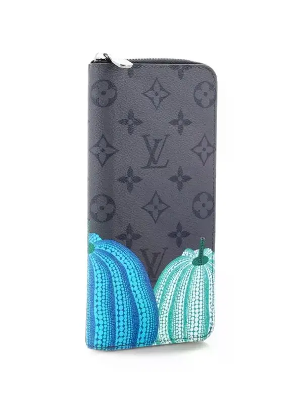 LOUIS VUITTON Zippy Wallet Yayoi Kusama Pumpkins Reverse Monogram Eclipse Canvas Vertical Small Wallets