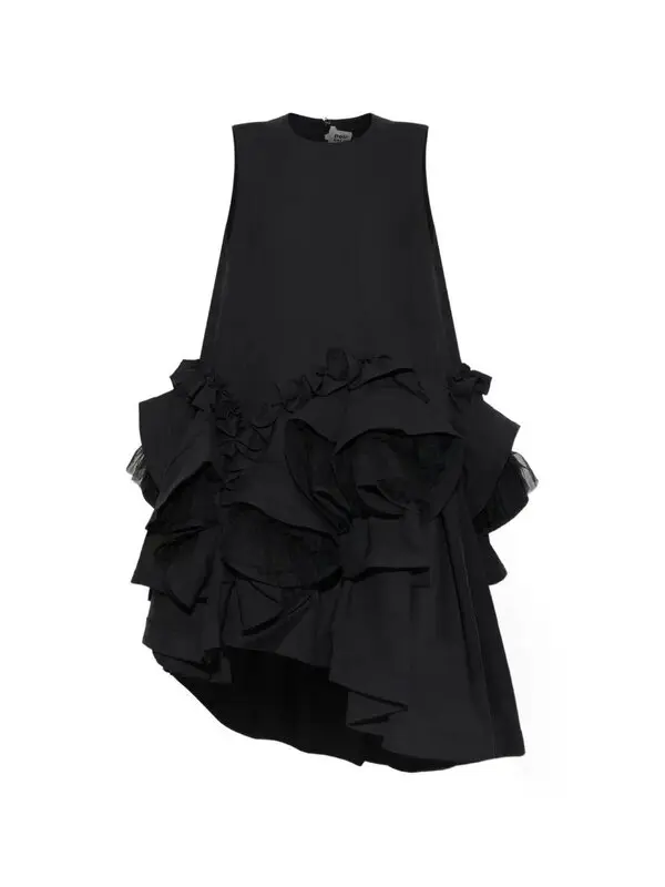 Noir Kei Ninomiya Ruffled Asymmetric Midi Dress - Black