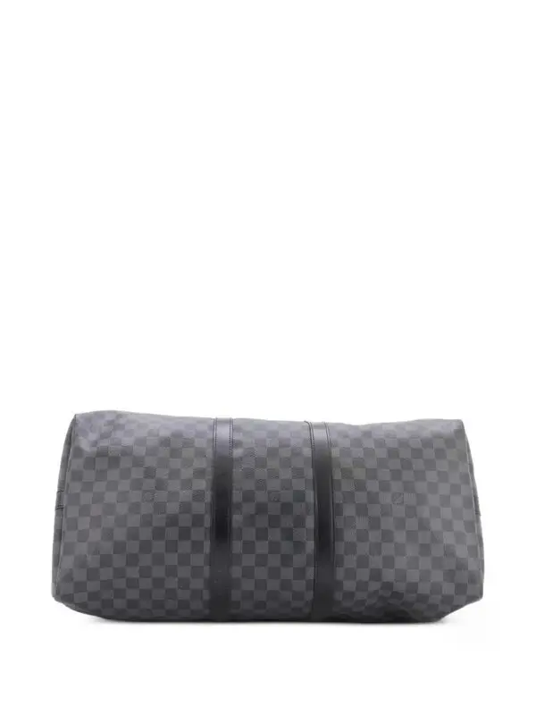 LOUIS VUITTON Keepall Bandouliere Bag Damier Graphite 55 Travel Bag - Black