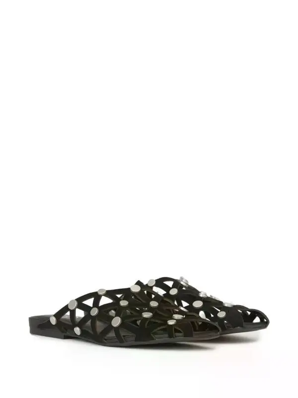 Ash Bone Studded Cage-style Mules