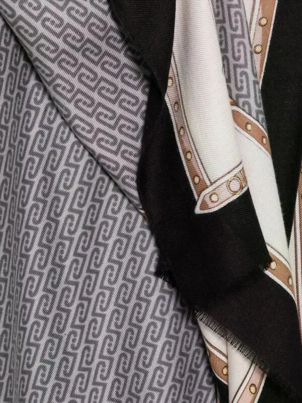 Liu Jo Monogram-print Frayed Scarf