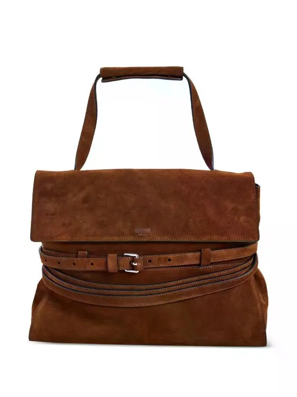 Moschino Tie Me Buckle-detail Suede Tote Bag