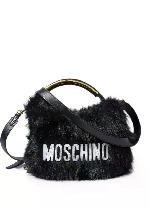 Moschino Handle Me Faux-fur Crossbody Bag - Black