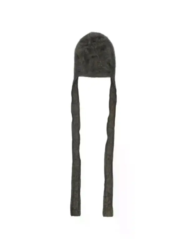 LISA YANG Brushed-finish Tie-fastening Beanie Hat - Grey