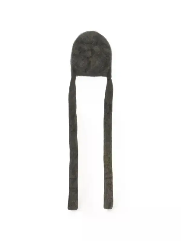 LISA YANG Brushed-finish Tie-fastening Beanie Hat - Grey
