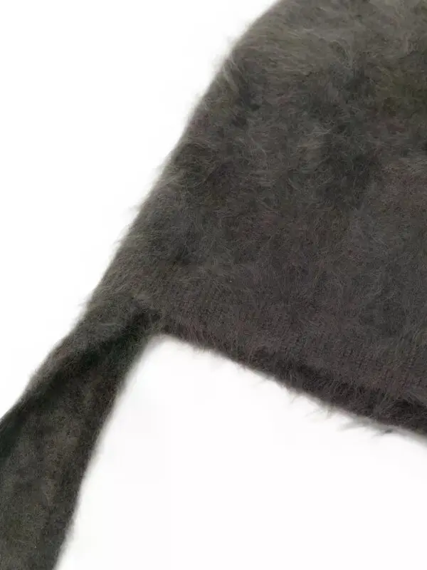 LISA YANG Brushed-finish Tie-fastening Beanie Hat - Grey