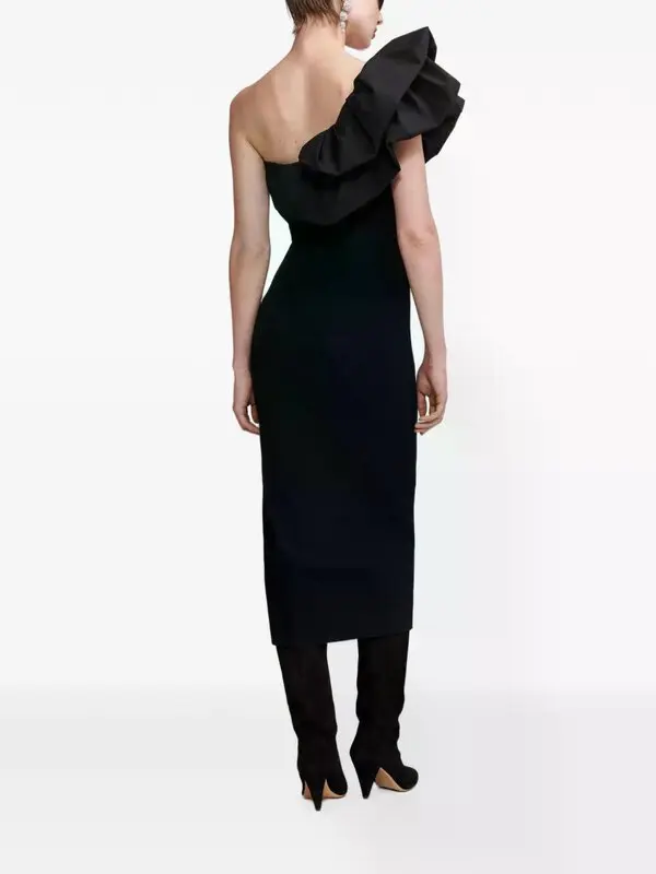 Essentiel Antwerp Klack Ruffled Asymmetric Slim-fit Midi Dress
