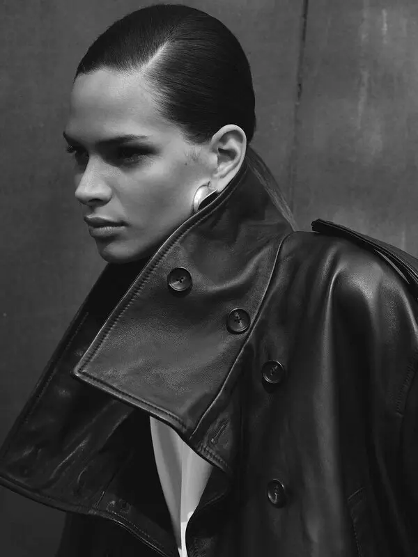 REISS Amelie Leather Belted Double-breasted Jacket