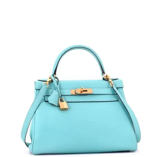 Hermès Kelly Handbag Togo With Gold Hardware 28 - Blue