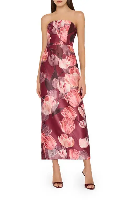 MILLY Orion Tulip Brocade Strapless Maxi Dress
