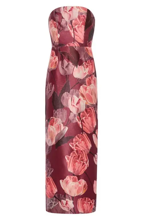 MILLY Orion Tulip Brocade Strapless Maxi Dress