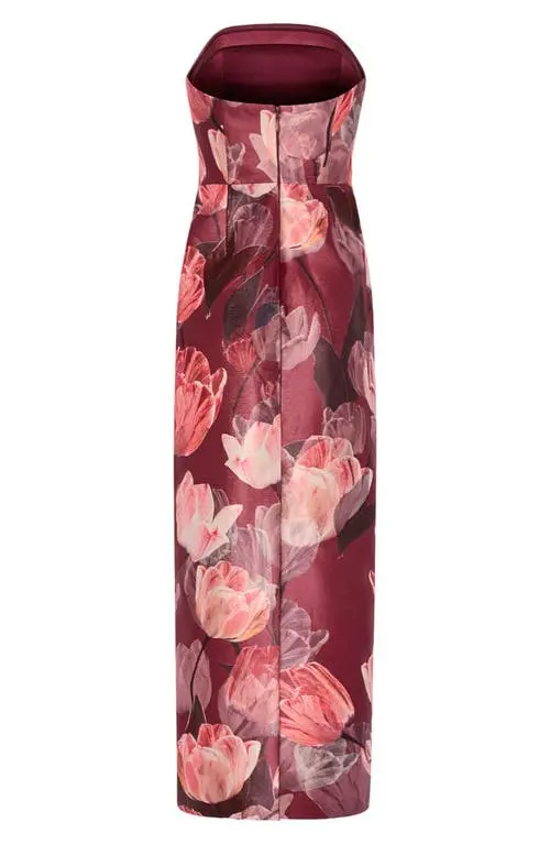 MILLY Orion Tulip Brocade Strapless Maxi Dress