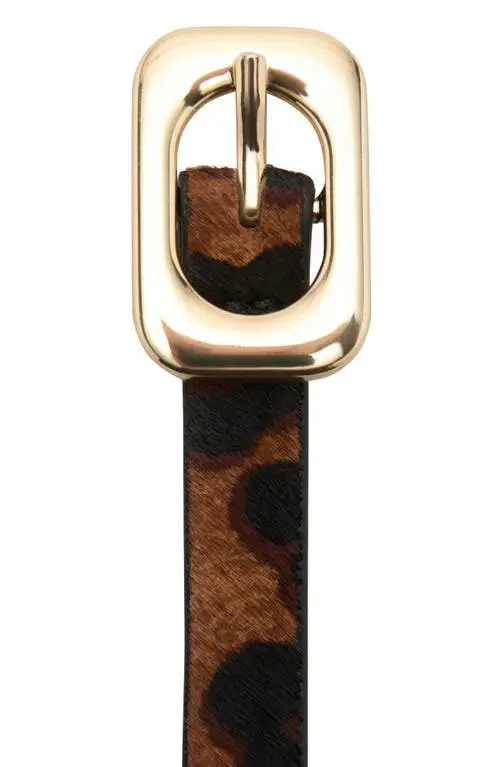 Mango Skinny Leopard Print Genuine Calf Hair Belt