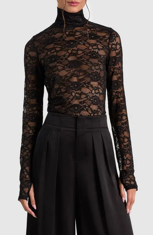 Alice + Olivia Delaina Lace Turtleneck Top
