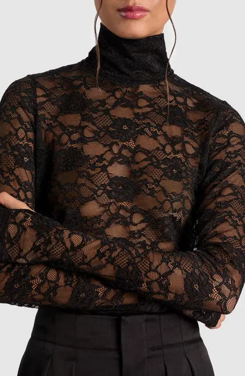Alice + Olivia Delaina Lace Turtleneck Top