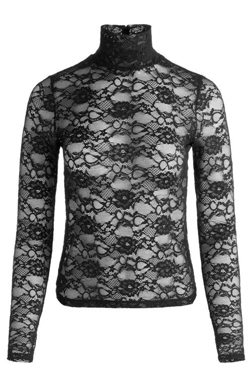 Alice + Olivia Delaina Lace Turtleneck Top
