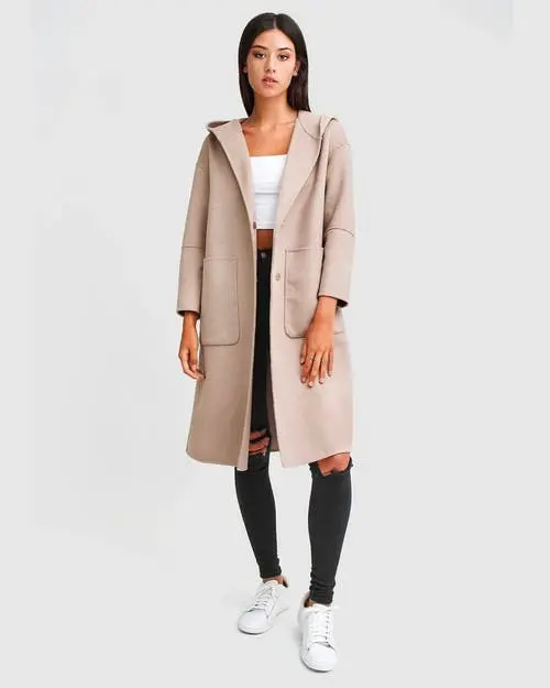 BELLE & BLOOM Walk This Way Wool Blend Oversized Coat - Sand